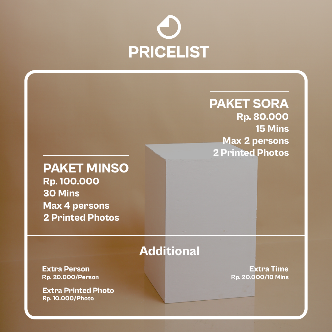 Pricelist - Sora Self Studio